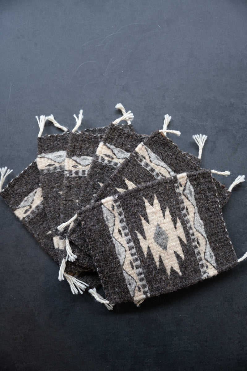 Handwoven Zapotec Wool Coaster Set Set Of 6 El Rancho Supply